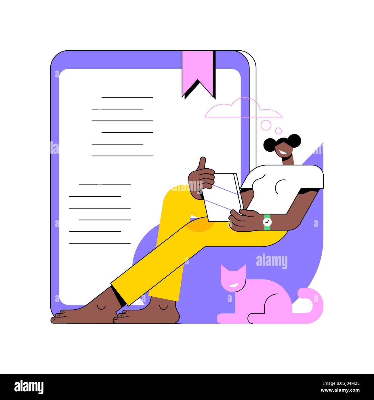 Digital reading abstract concept vector illustration. E-classroom ...