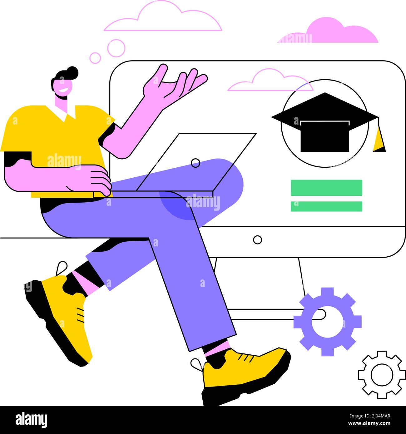 Digital learning abstract concept vector illustration. Digital distance ...