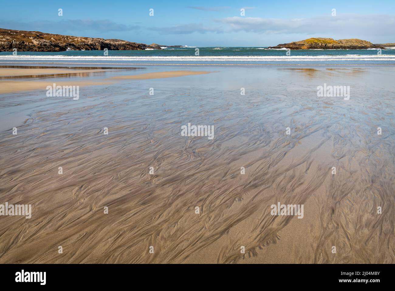 Wet Sand patterns on Carnish north west Beach on the Isle of Lewis ...