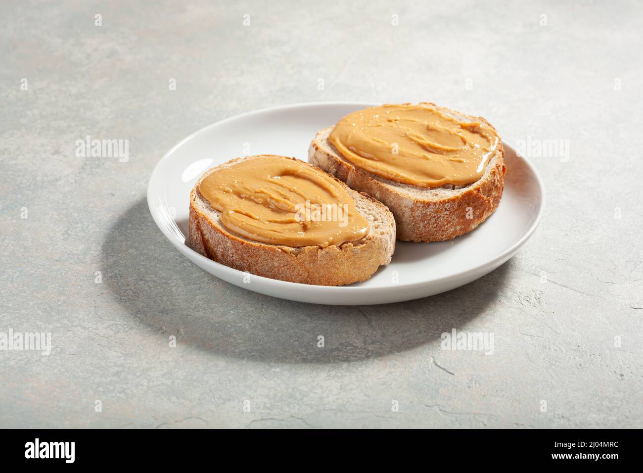 smooth peanut butter bread toast, healthy traditional sandwich Stock ...