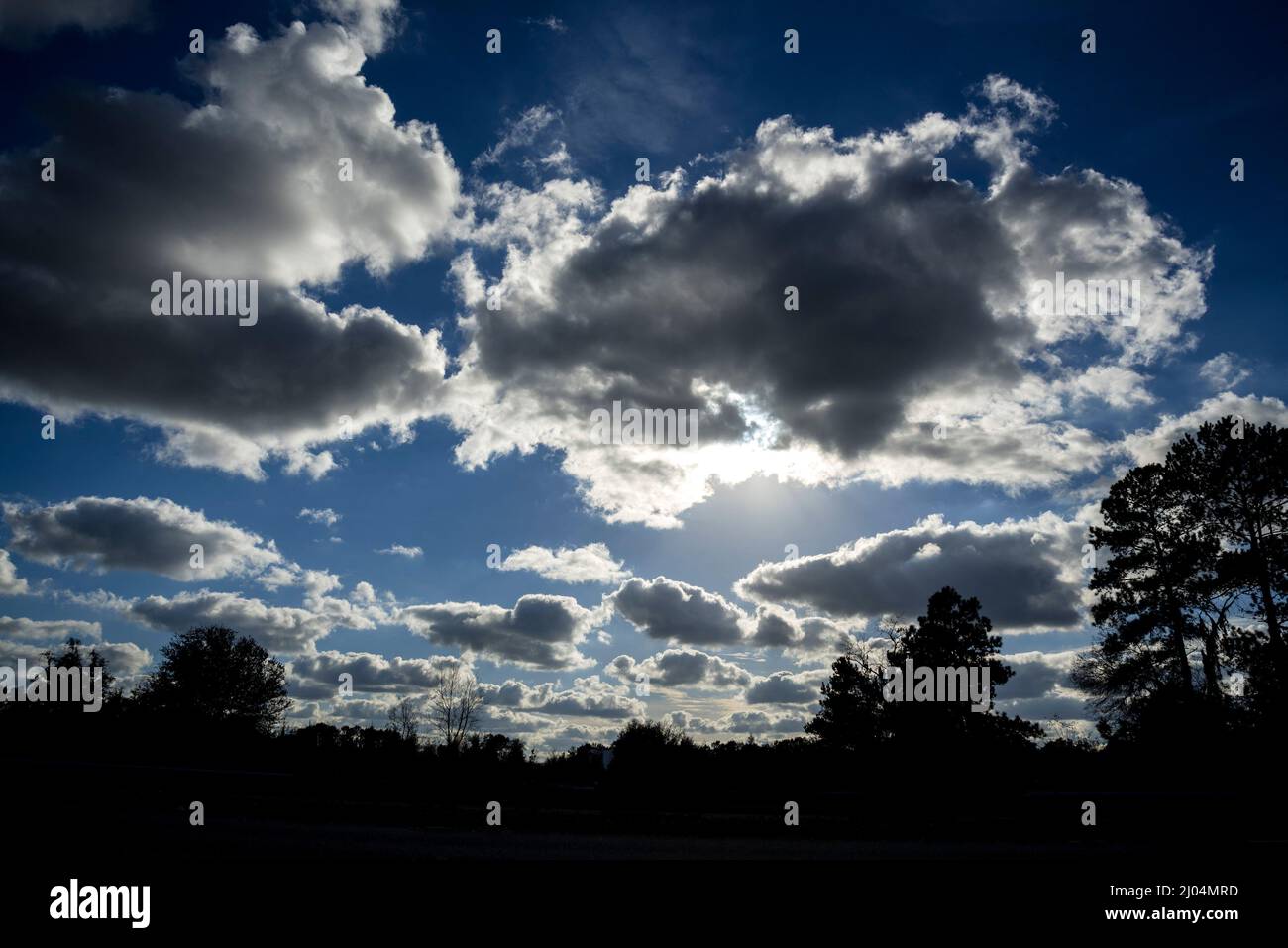 Backlit clouds in late afternoon along Interstate 75 in North Florida ...