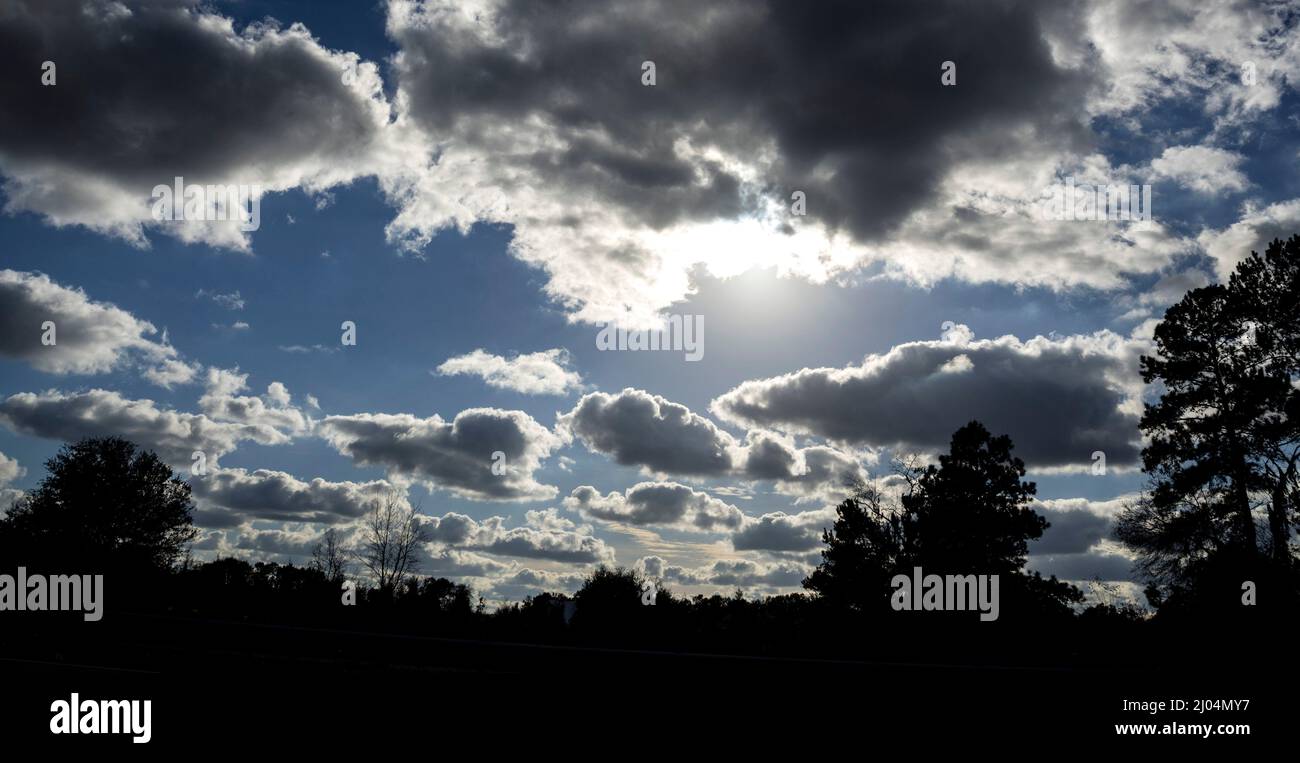 Backlit clouds in late afternoon along Interstate 75 in North Florida ...