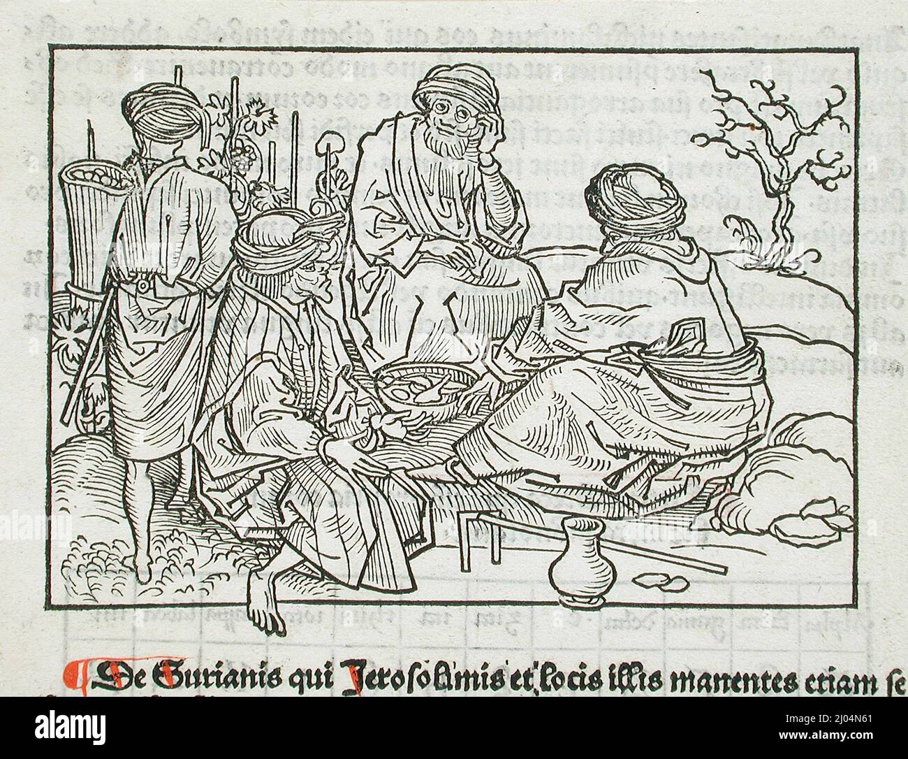 Syrian Vineyard Workers Pausing for a Meal (recto); Text with Table ...