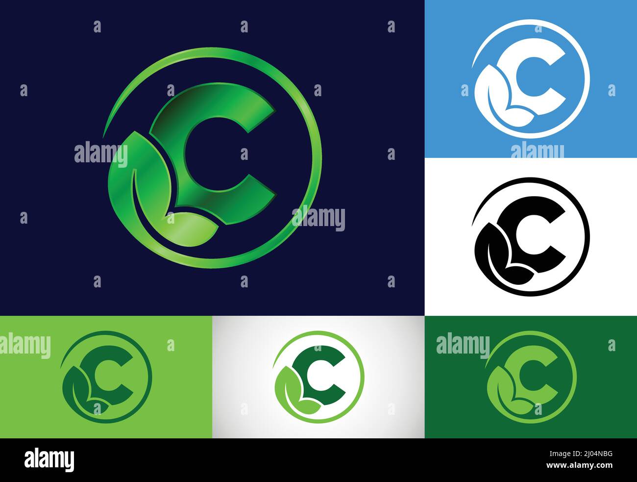 Initial monogram alphabet with leaf. Eco-friendly logo concept. Font ...