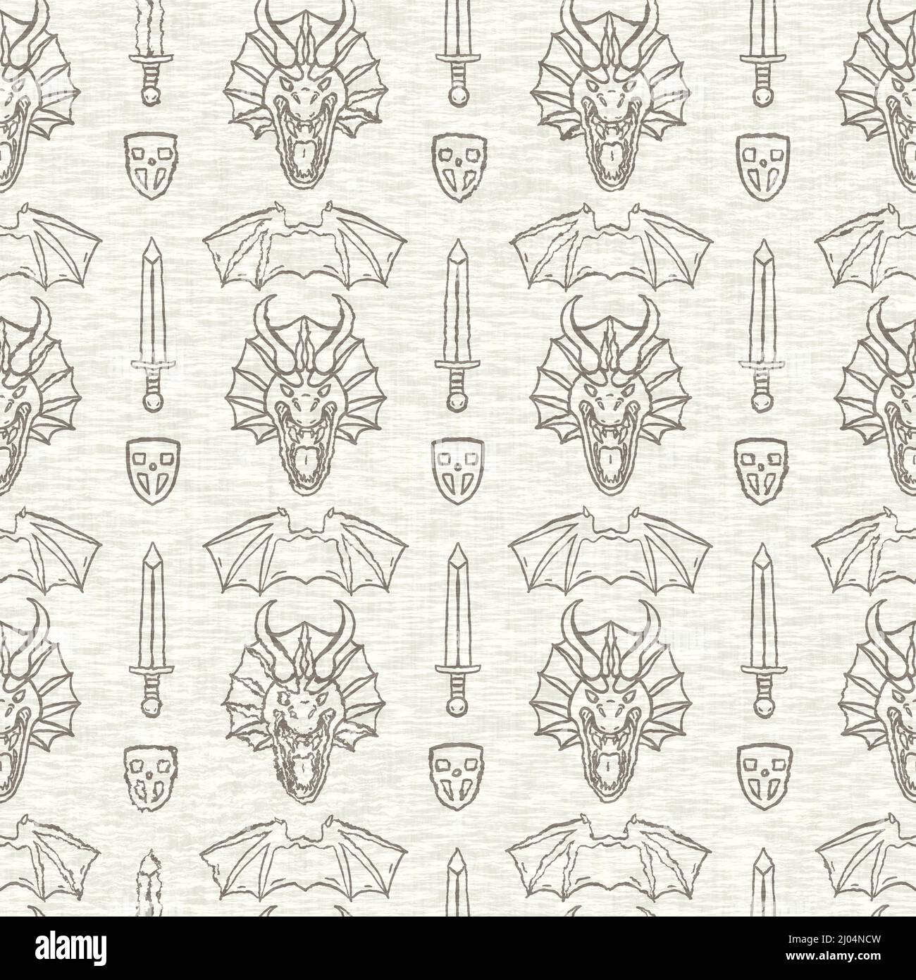 Dragon linen effect texture pattern. Seamless woven mythical reptile ...