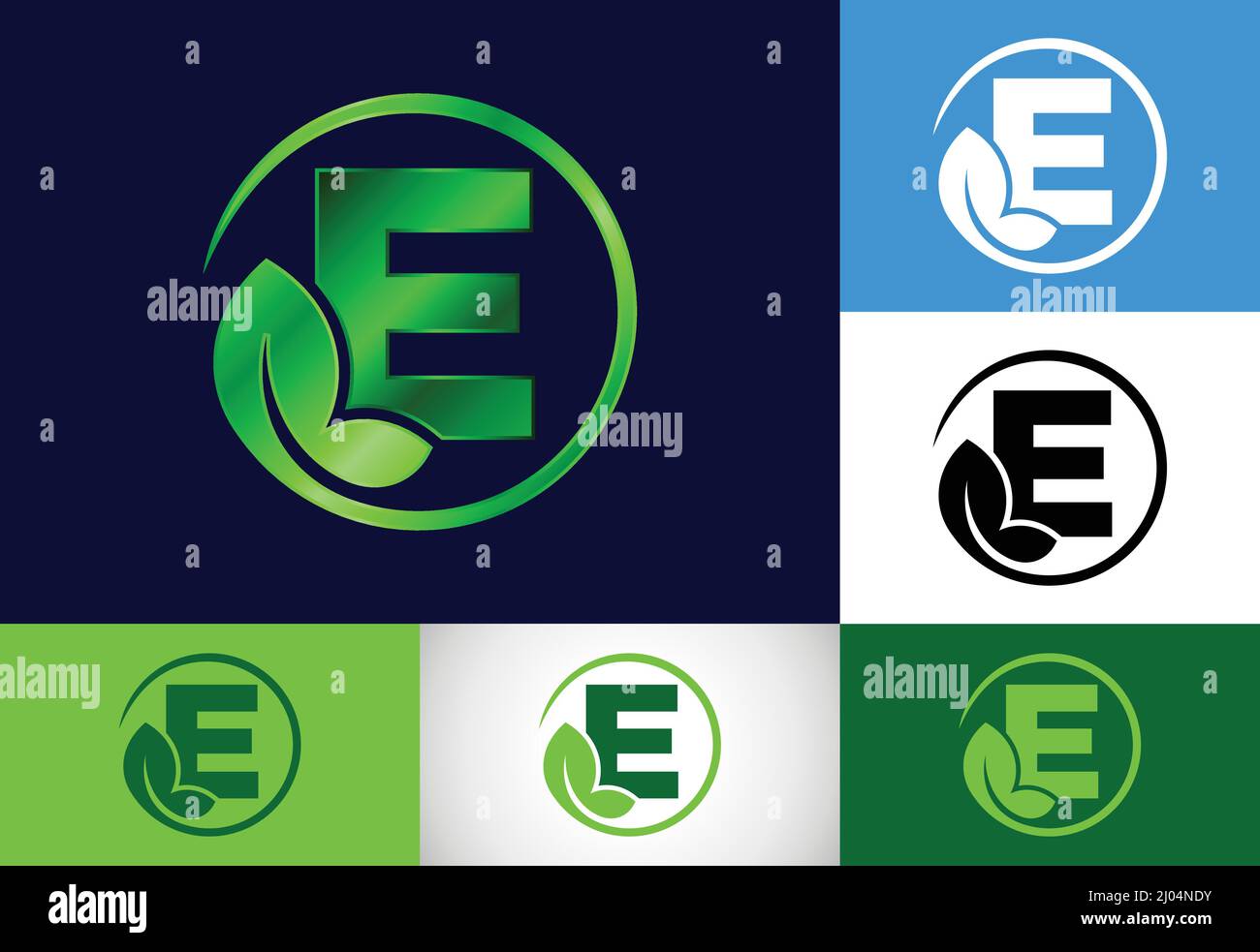 Initial monogram alphabet with leaf. Eco-friendly logo concept. Font ...