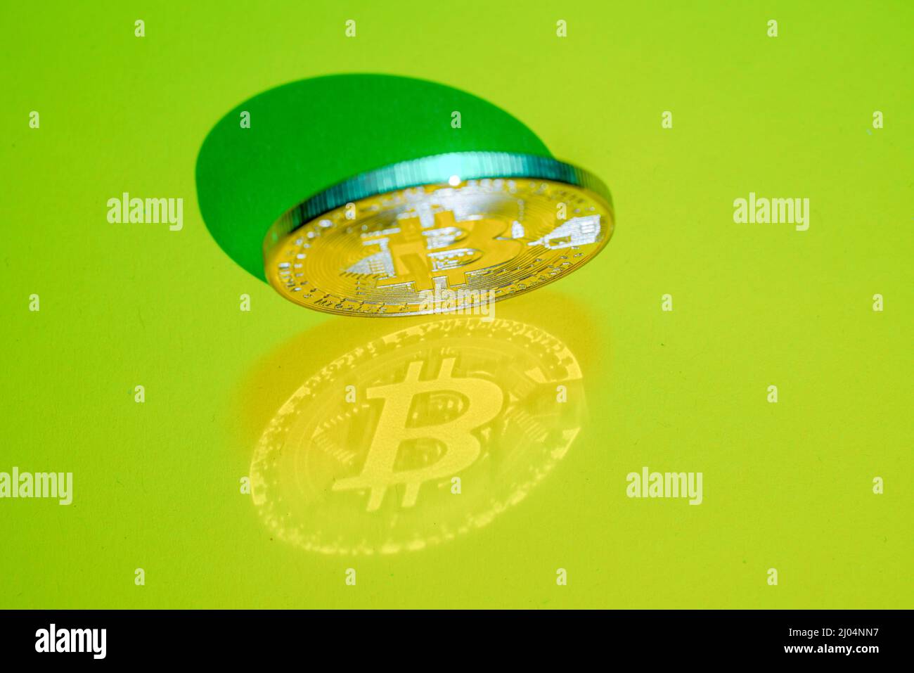 Bitcoin coin, medal photographed in the studio with long exposure ...