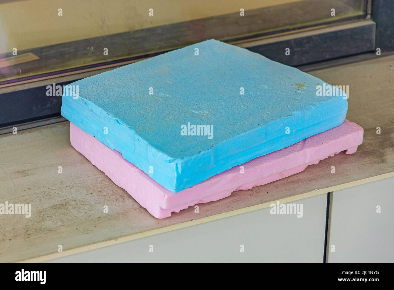 Pink and Blue Foam Boards Extruded Polystyrene Insulation Stock Photo ...