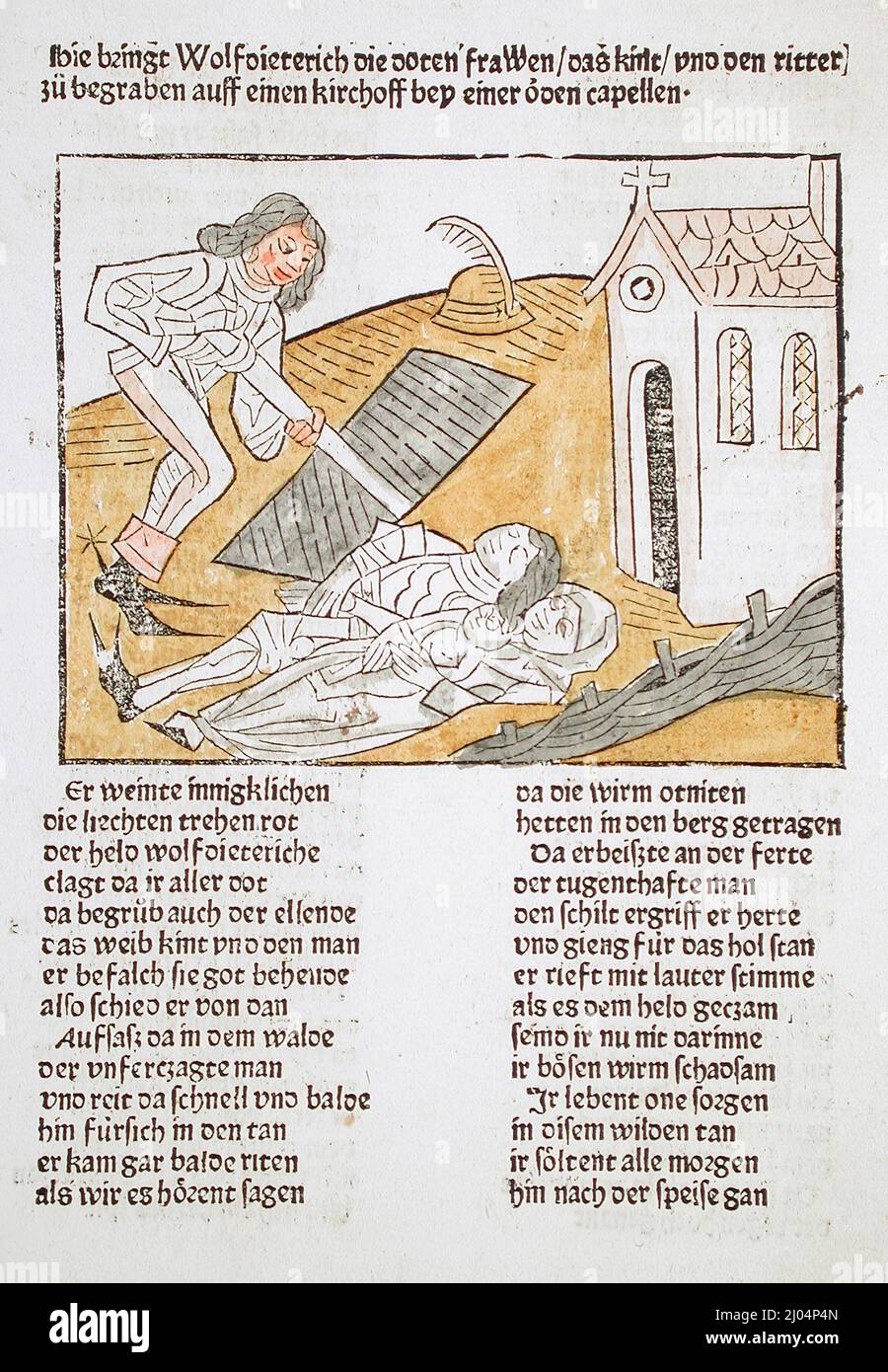 Wolf Dietrich Buries a Knight and His Family. Germany, printed 1483 ...