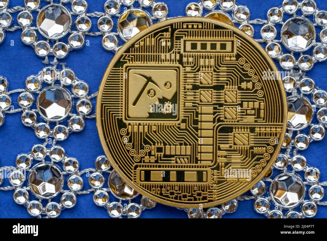 Bitcoin coin, medal photographed in the studio with long exposure ...