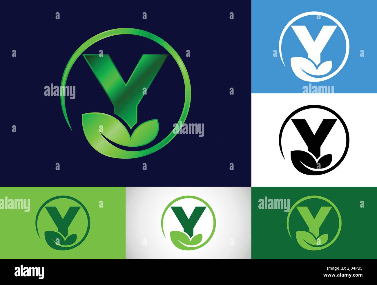 Initial monogram alphabet with leaf. Eco-friendly logo concept. Font ...