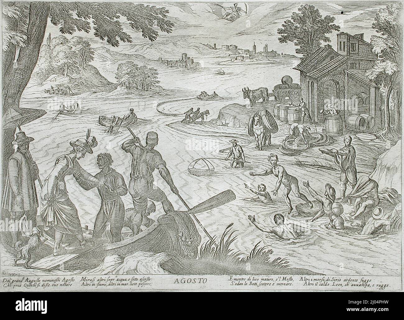 August: Fishing. Antonio Tempesta (Italy, Florence, 1555-1630). Italy ...