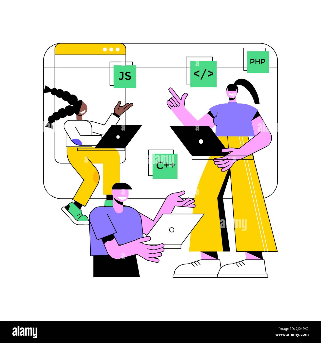 Computer programming camp abstract concept vector illustration. Computer science camp, cyber ...