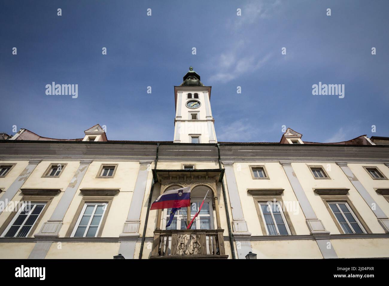 Main facade of Mariborski Rotovz, or Maribor Town hall on Glavni trg ...