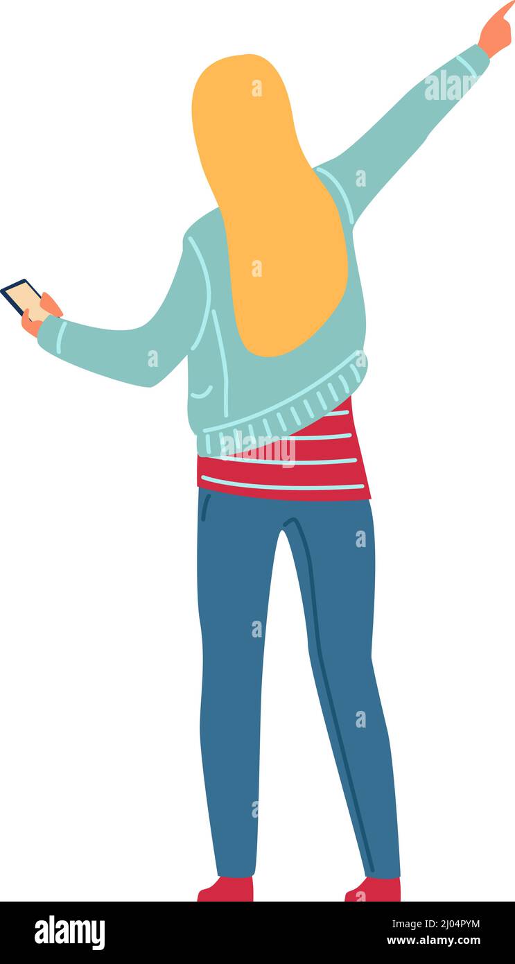 Female standing pointing back Stock Vector Images - Alamy