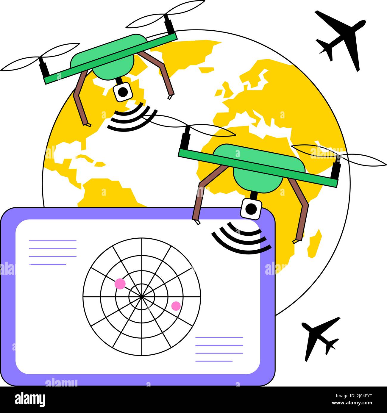 Military drone abstract concept vector illustration. Military robotics ...