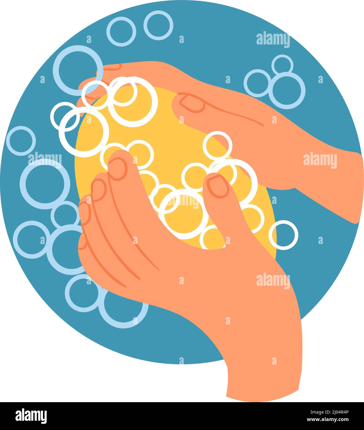 Handwashing icon. Hand in water with soap and bubbles Stock Vector ...