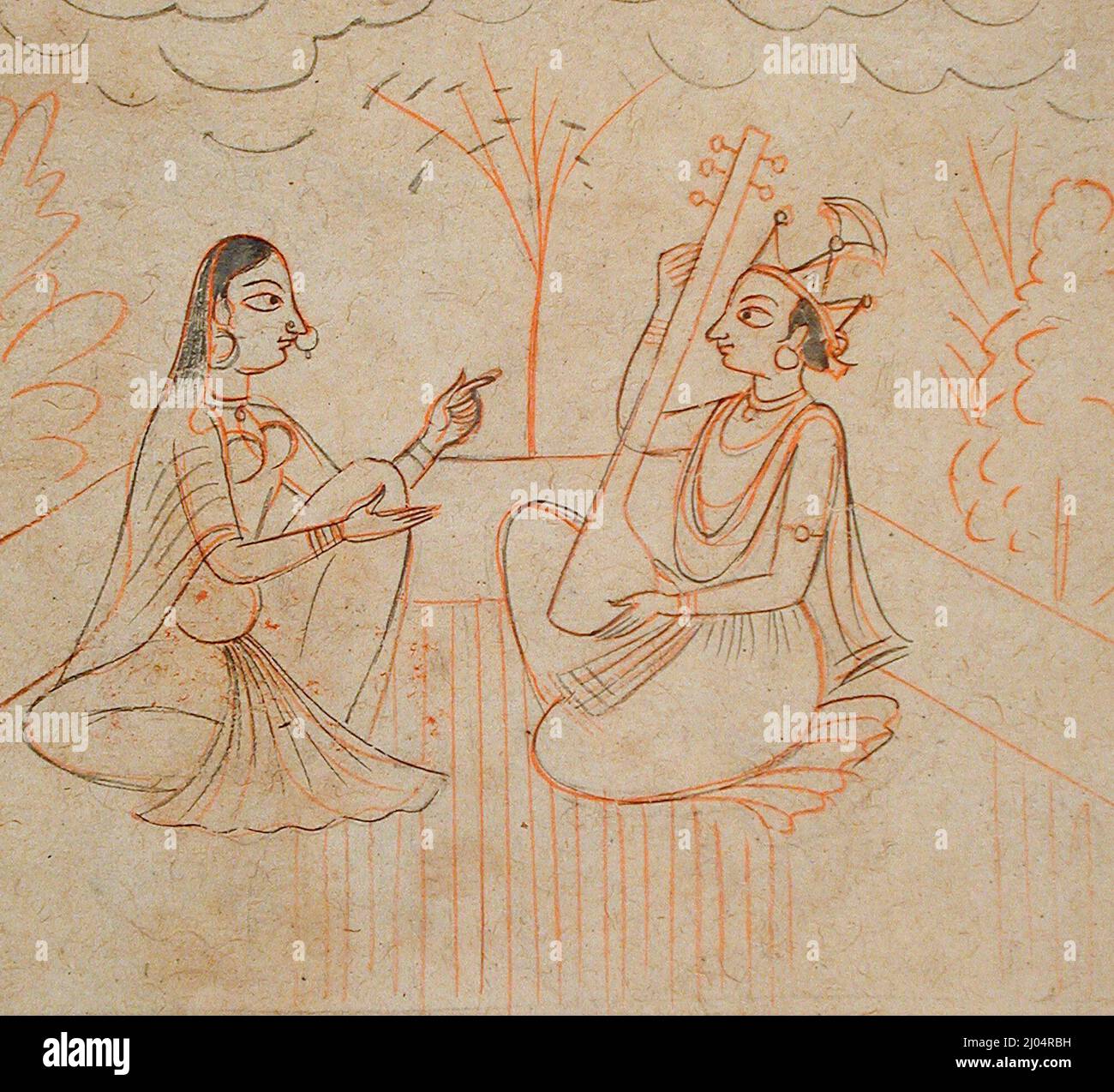 Vilaval Ragaputra (?), Drawing for a Ragamala (Garland of Melodies ...