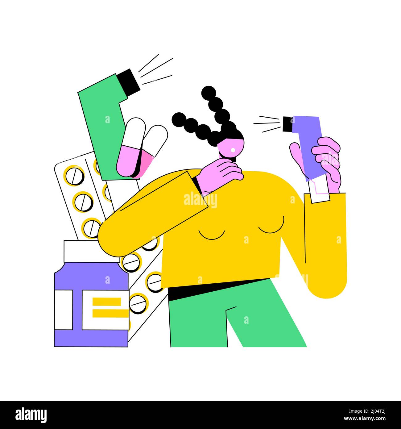 Treatment of bronchial asthma abstract concept vector illustration ...