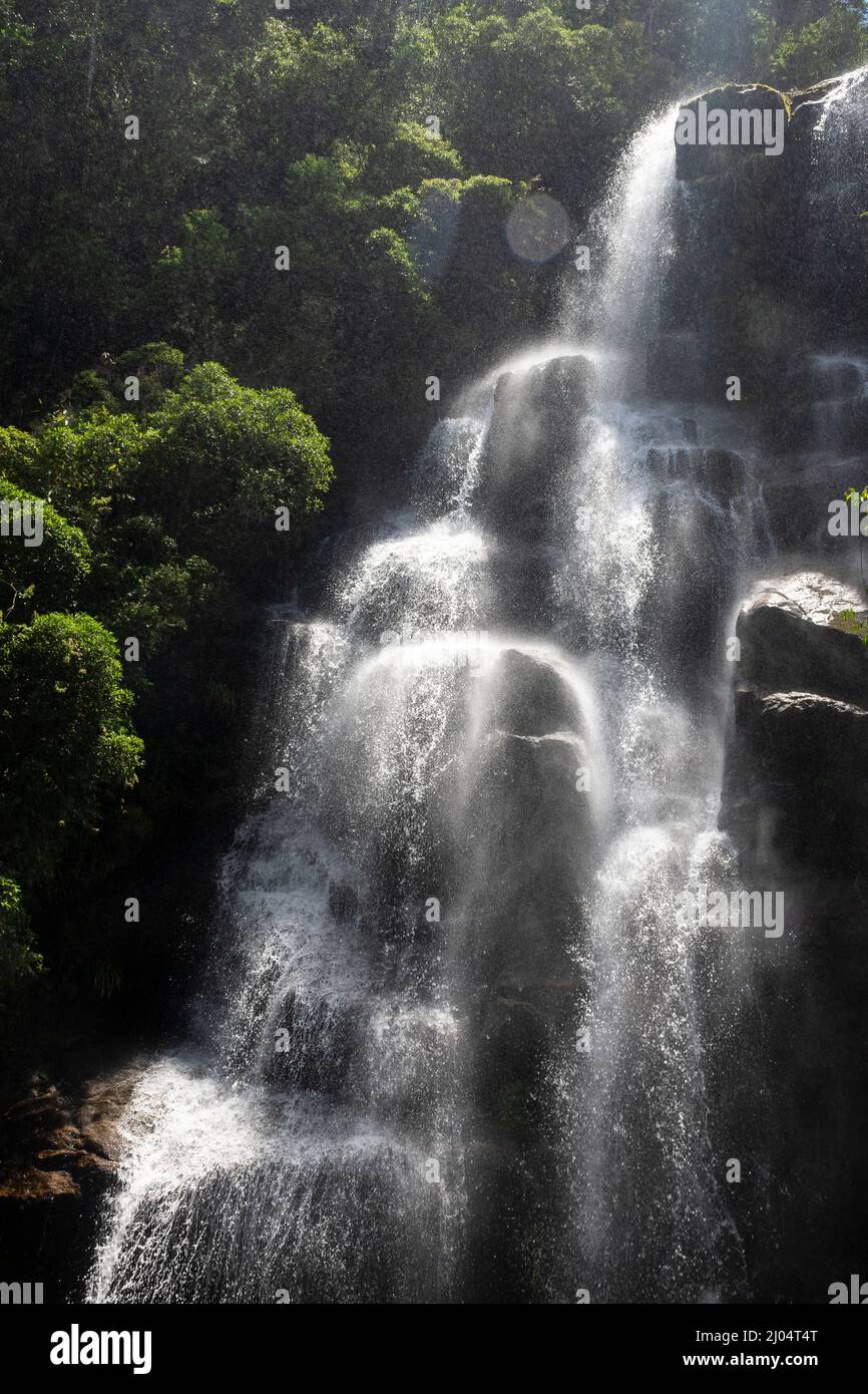 Beautiful view to rocky atlantic rainforest waterfall in Itatiaia Stock ...