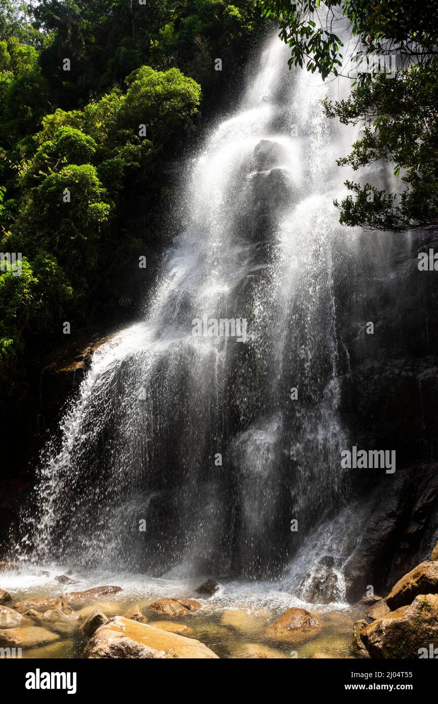 Beautiful view to rocky atlantic rainforest waterfall in Itatiaia Stock ...