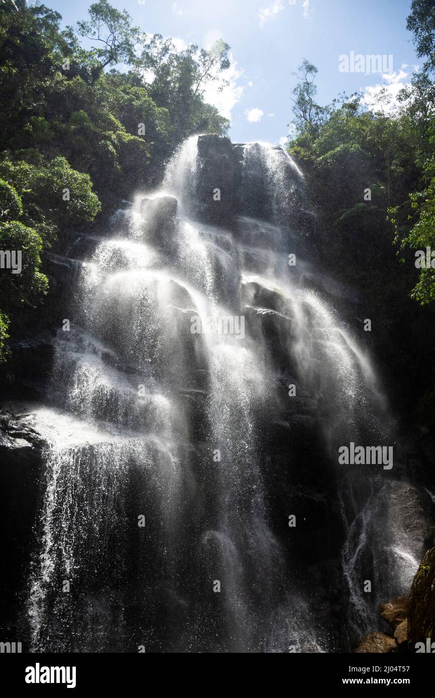 Beautiful view to rocky atlantic rainforest waterfall in Itatiaia Stock ...