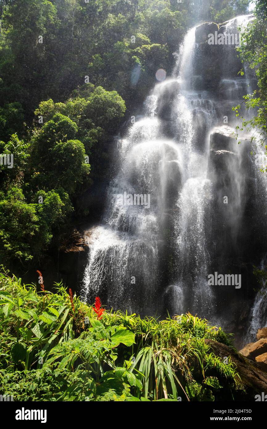 Beautiful view to rocky atlantic rainforest waterfall in Itatiaia Stock ...