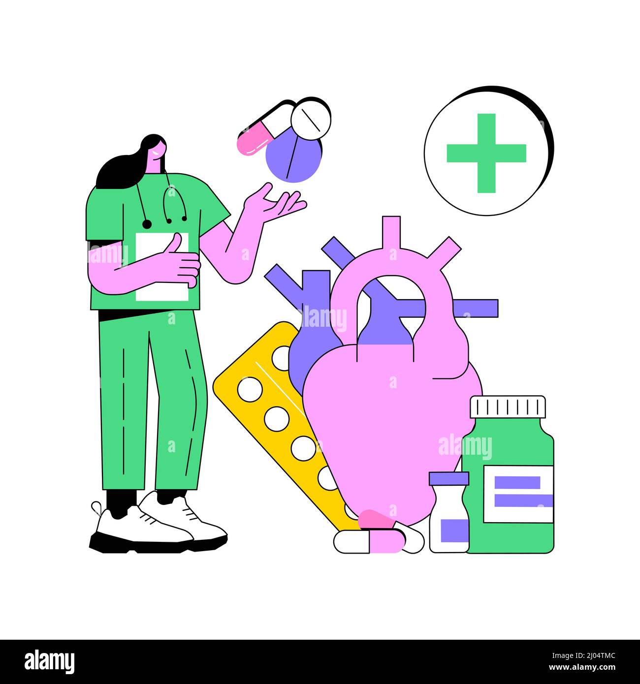 Heart disease treatment abstract concept vector illustration. Chest ...