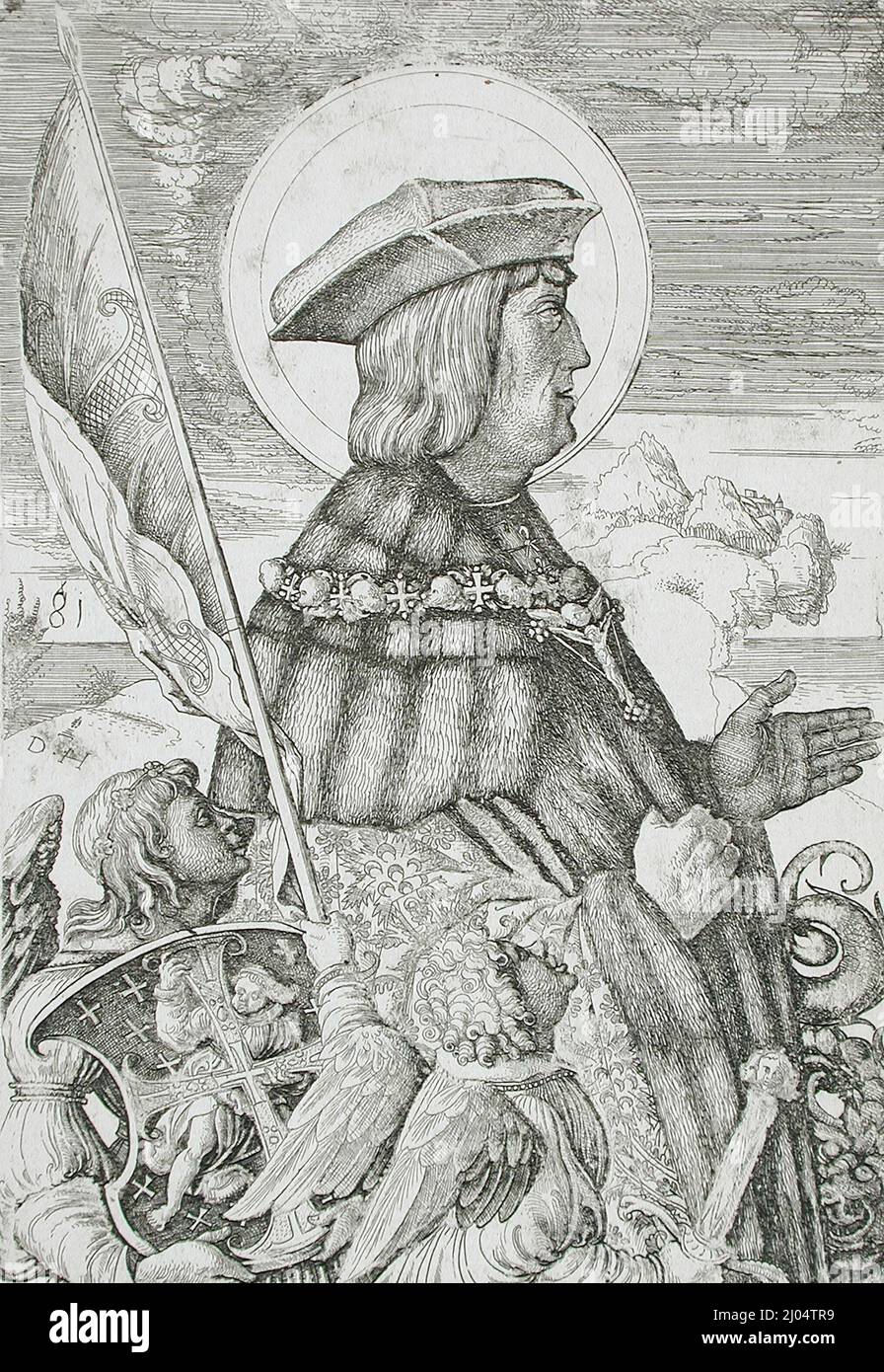 Portrait of Maximilian I. Daniel Hopfer I (Germany, Kaufbeurer, circa ...