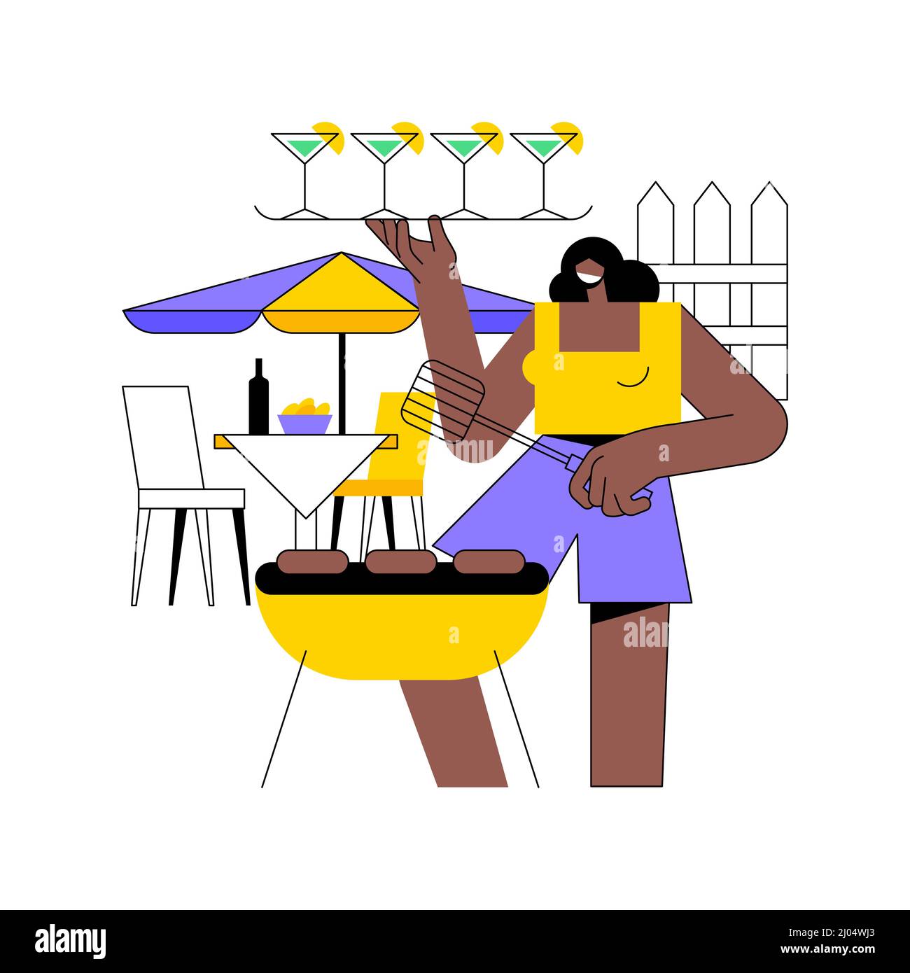 Backyard party abstract concept vector illustration. Backyard BBQ ...