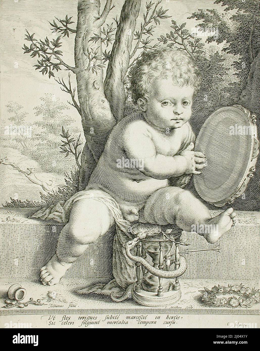 A Child with a Tambourine. Jacob Matham (Holland, Haarlem, 1571-1631 ...