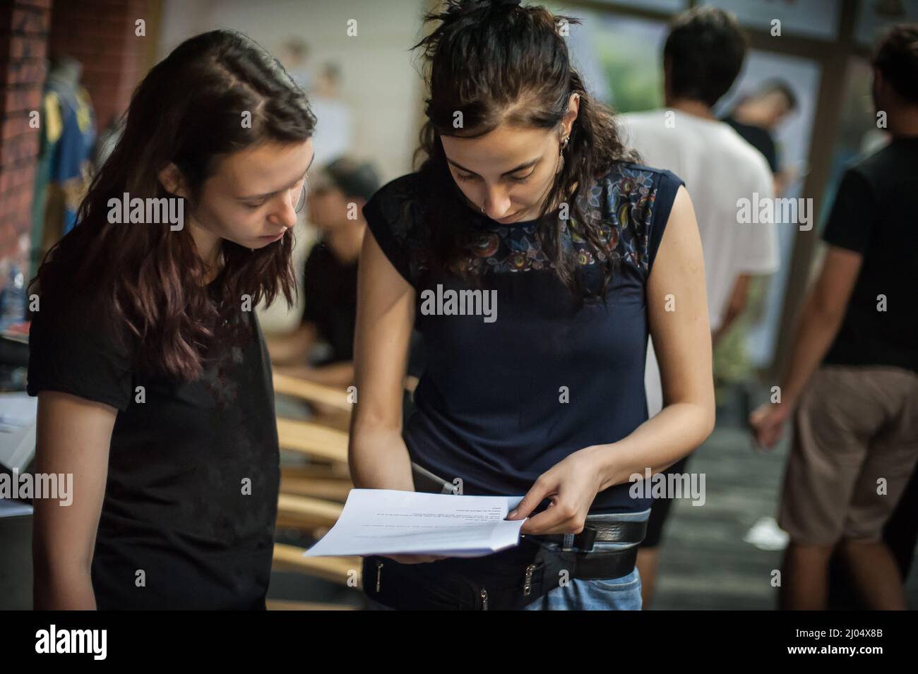 Behind the scenes. Film director and photography director checks the ...