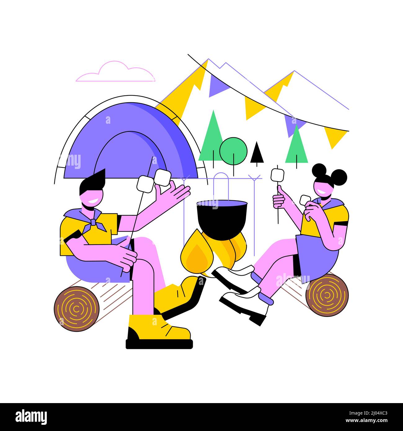 Summer Camping Abstract Concept Vector Illustration Caravan Camping