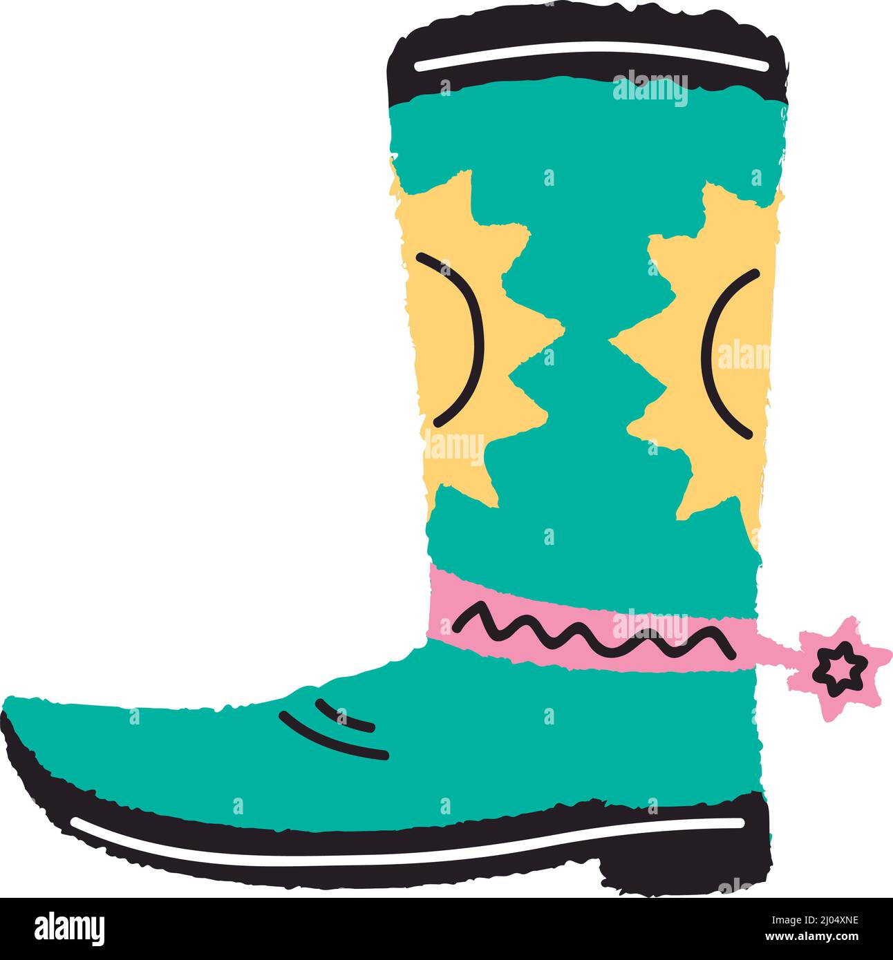 wild west boot green color Stock Vector Image & Art - Alamy