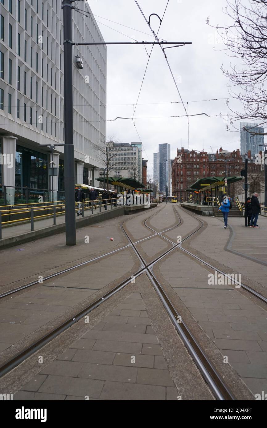 Tram Lines, Manchester Stock Photo - Alamy