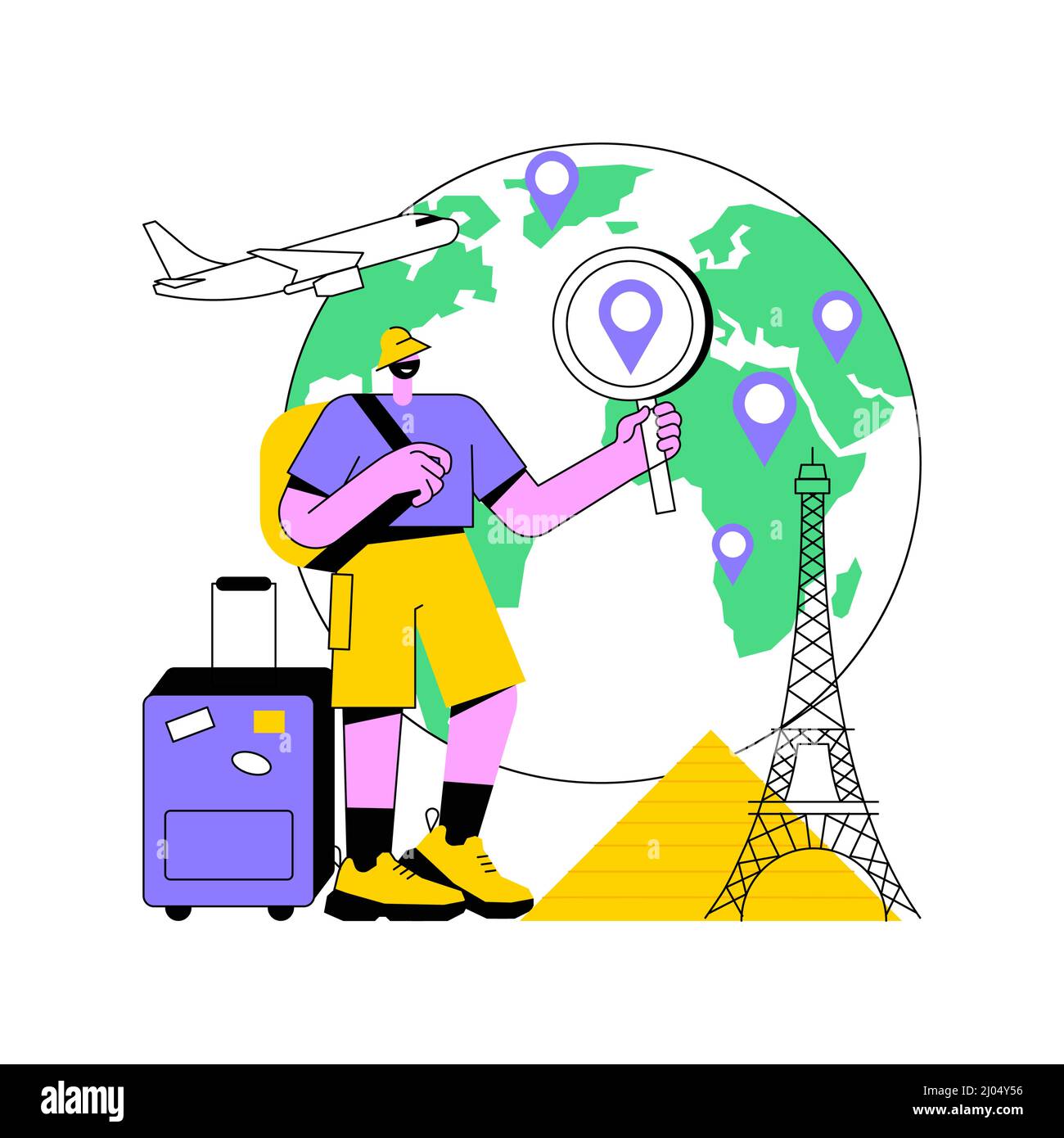Traveling the world abstract concept vector illustration. Worldwide ...
