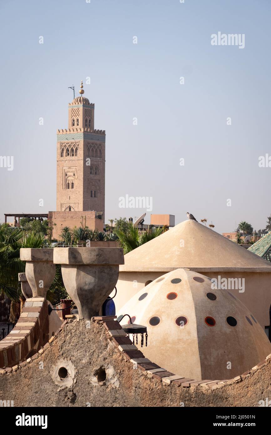 Vertical shot of old historic buildings in Marrakech, Morocco Stock ...
