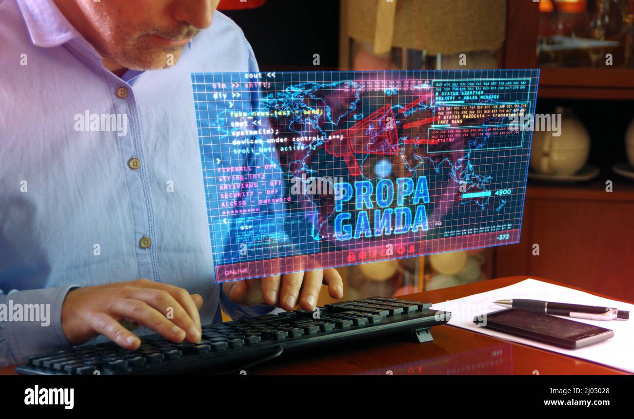 Propaganda on computer screen. Fake news, disinformation and ...