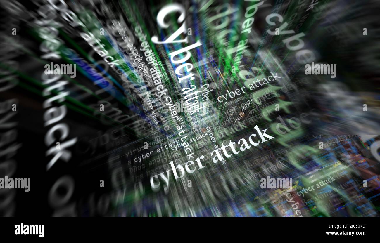 Headline news across international media with cyber attack, hacking and ...