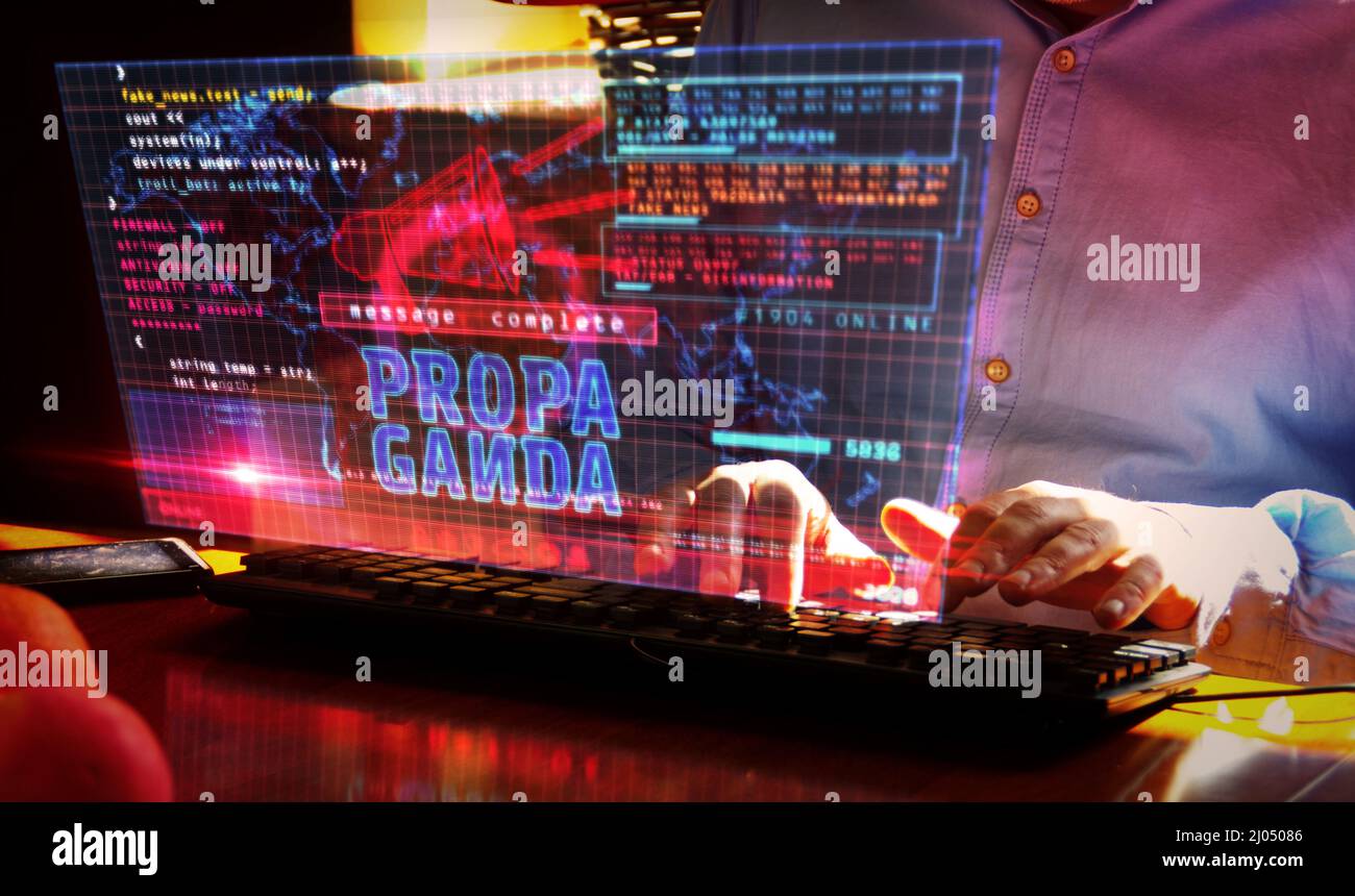 Propaganda on computer screen. Fake news, disinformation and ...