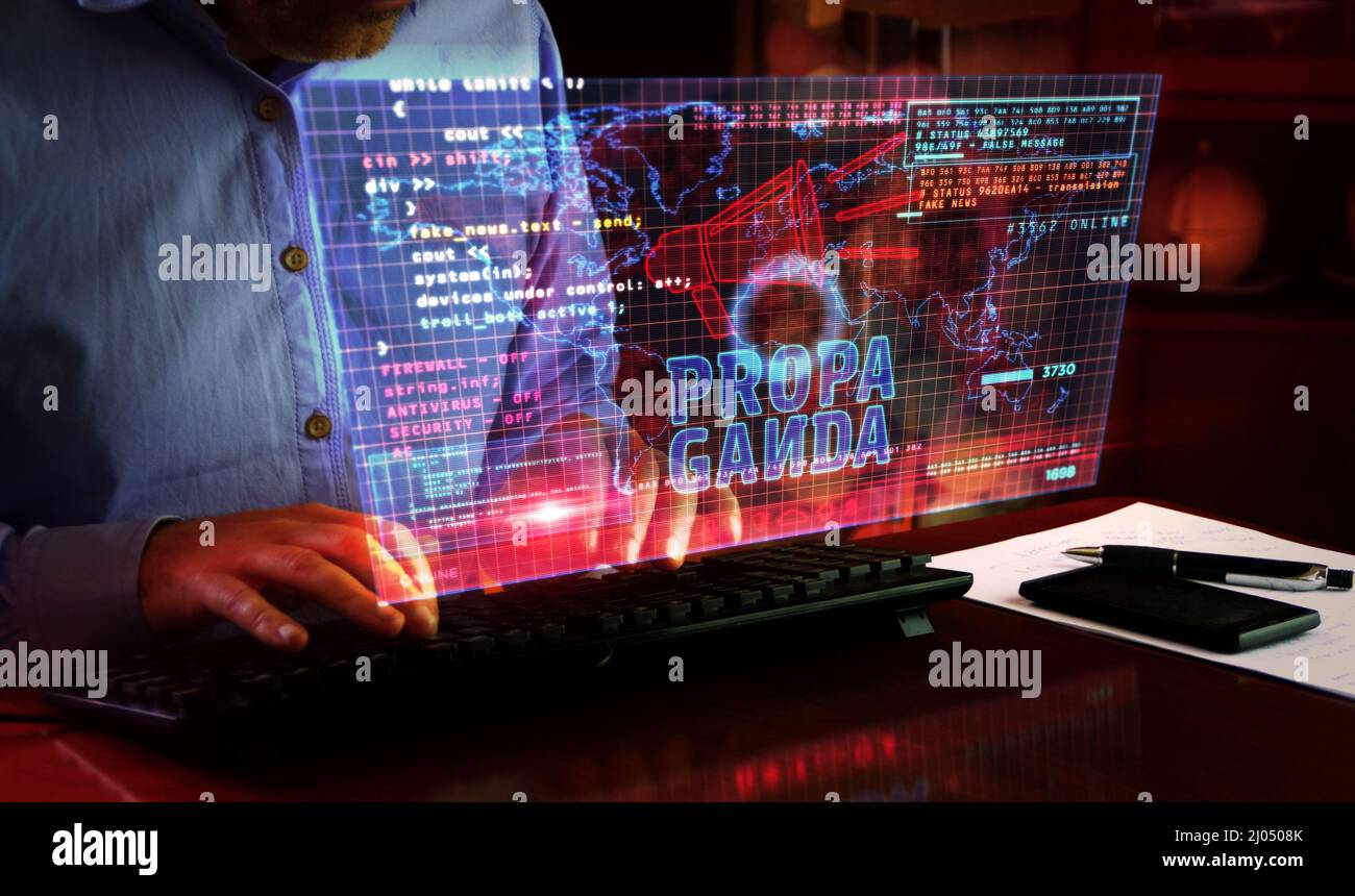 Propaganda on computer screen. Fake news, disinformation and ...