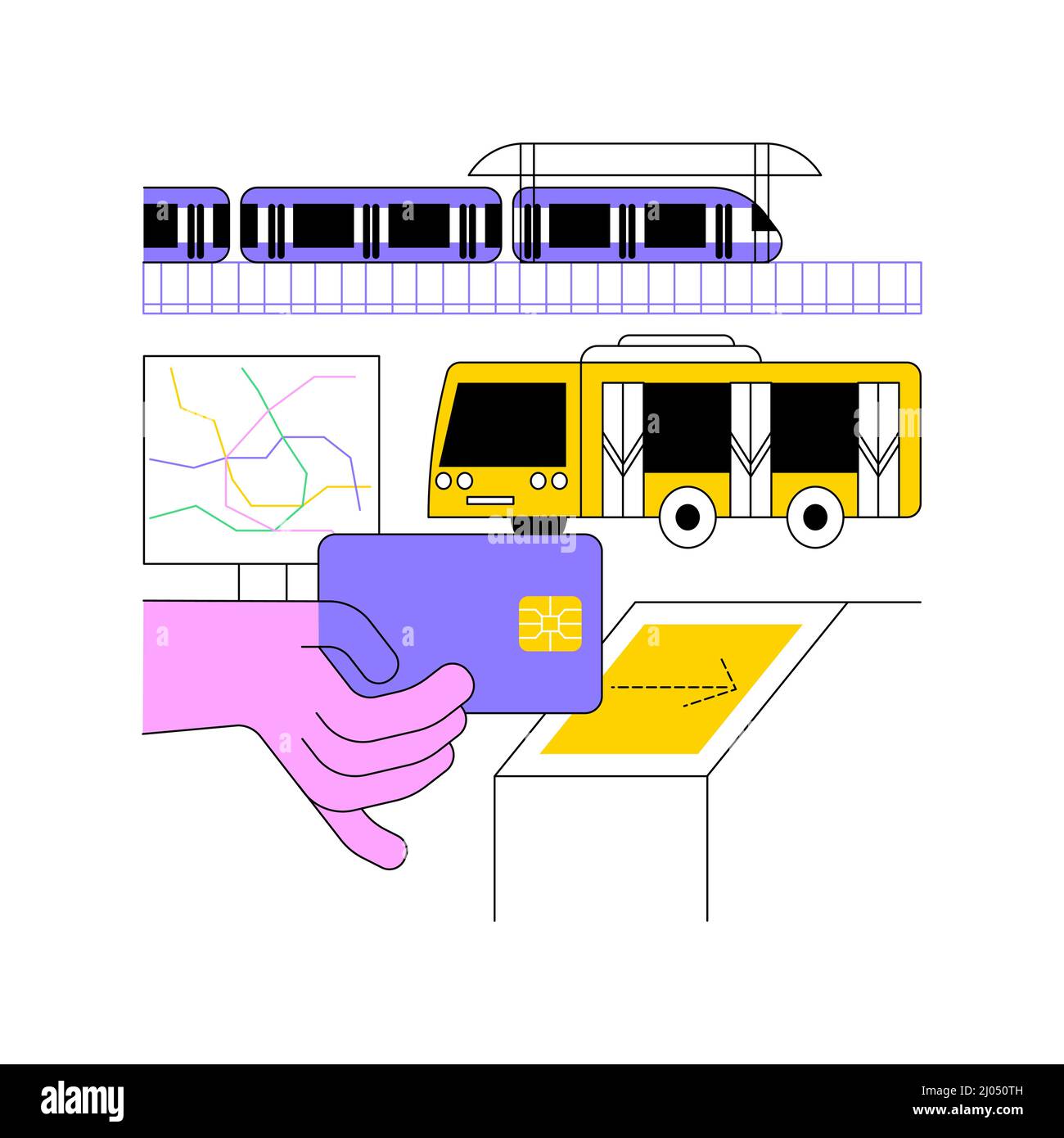 Public transport travel pass card abstract concept vector illustration ...