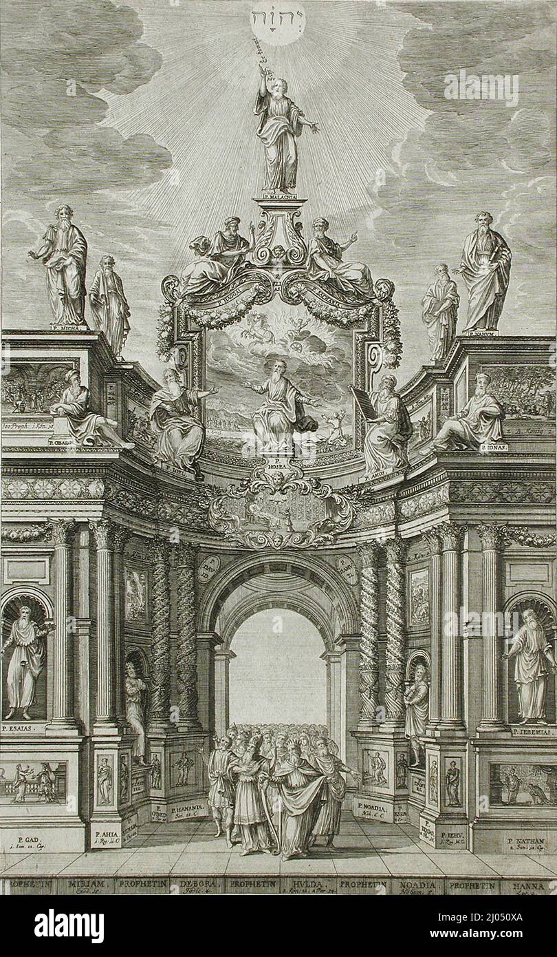 Frontispiece with Triumphal Arch with Malachi, Esra, Hosea, etc ...