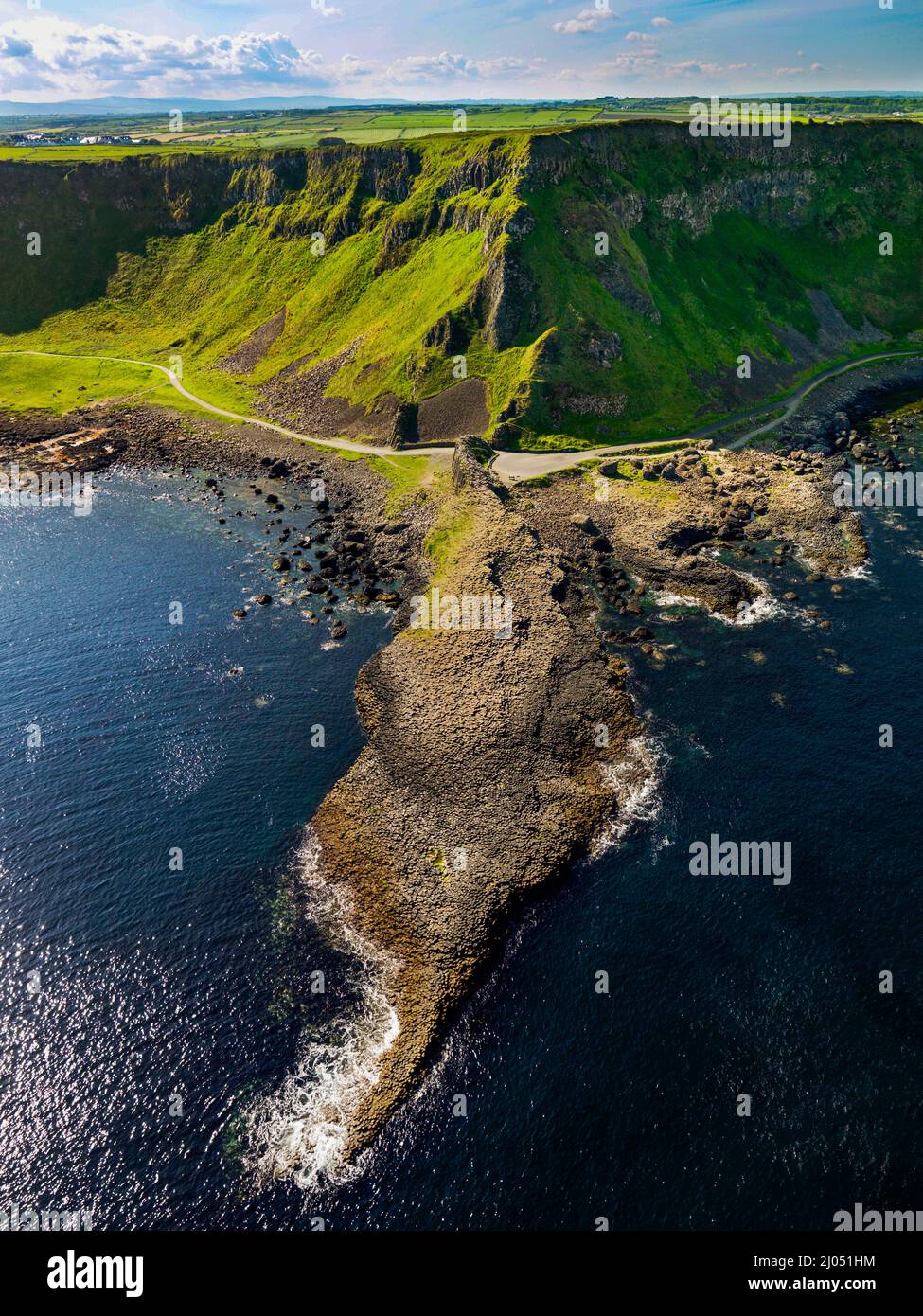 Aerial of the UNESCO World Heritage Site the Giant's Causeway, County ...