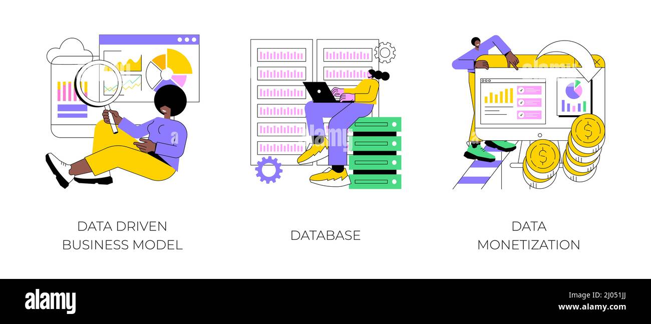 Data Business Strategy Abstract Concept Vector Illustration Set Data