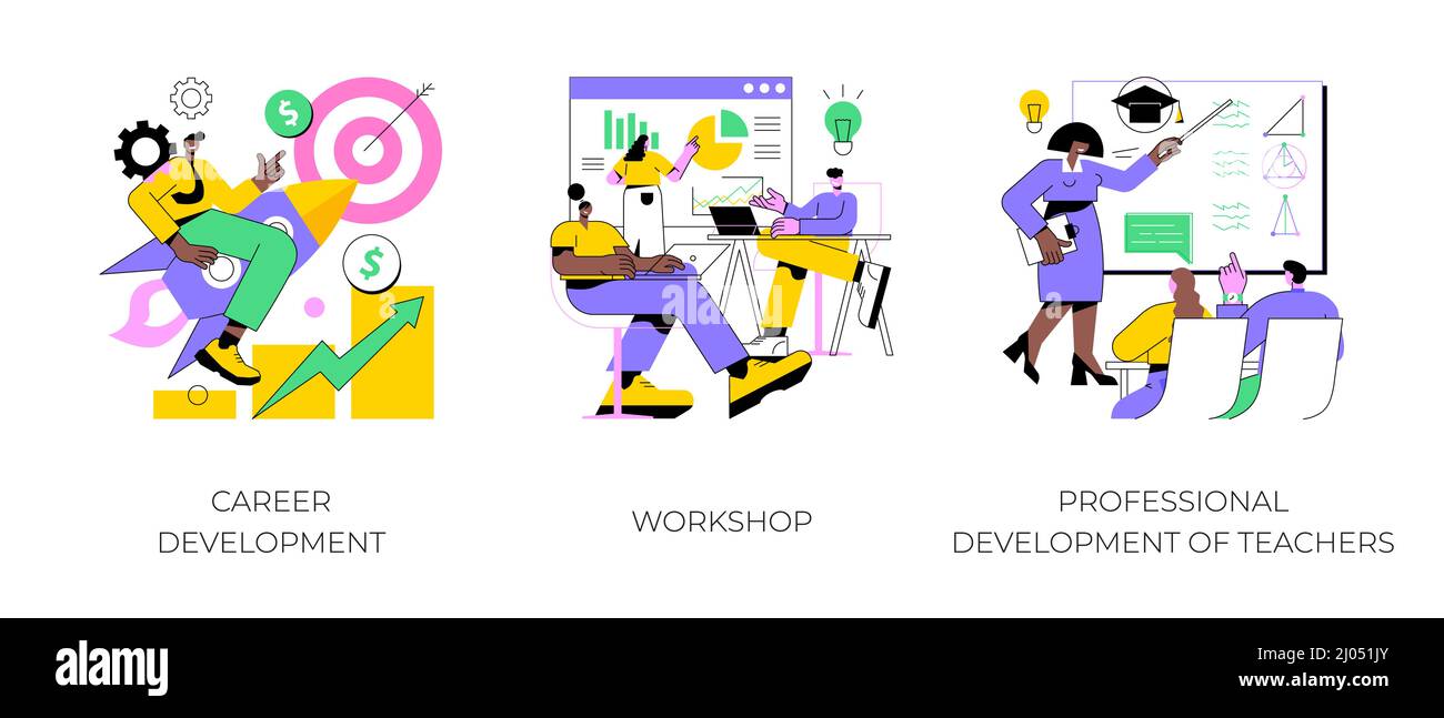 New skills gain abstract concept vector illustration set. Career ...