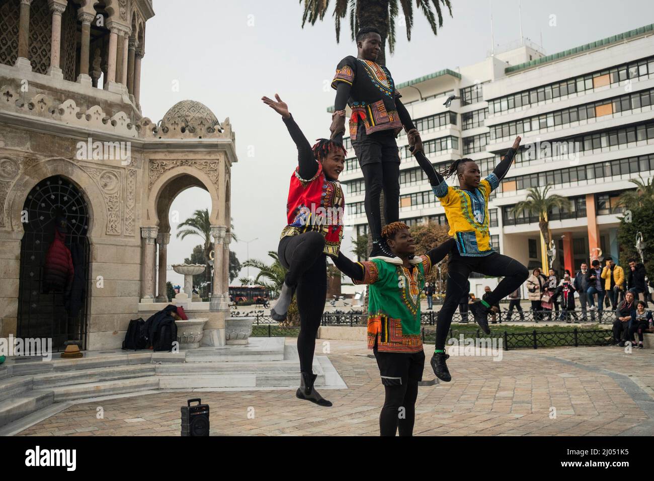 Izmir, Konak, Turkiye. 16th Mar, 2022. African people Displaying a Show ...