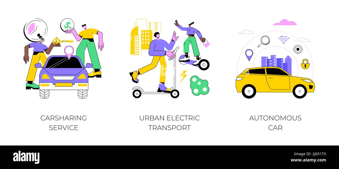 Urban transportation abstract concept vector illustration set ...