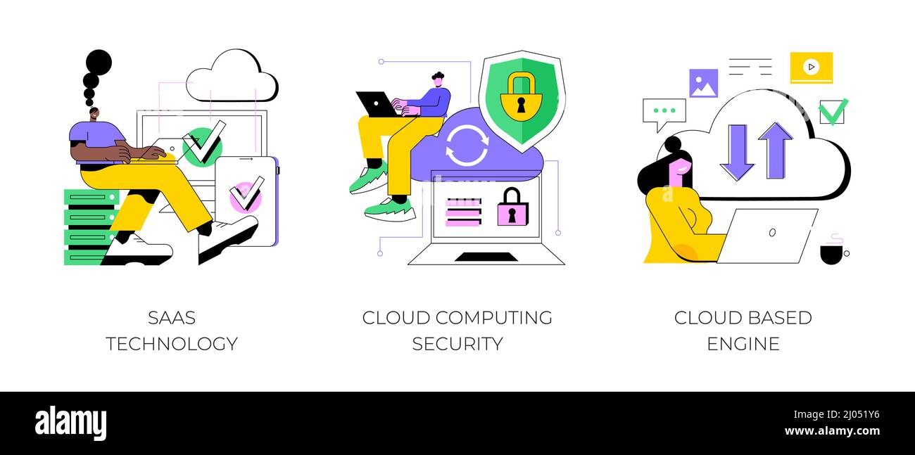 Cloud Software Abstract Concept Vector Illustration Set Saas Technology Cloud Computing