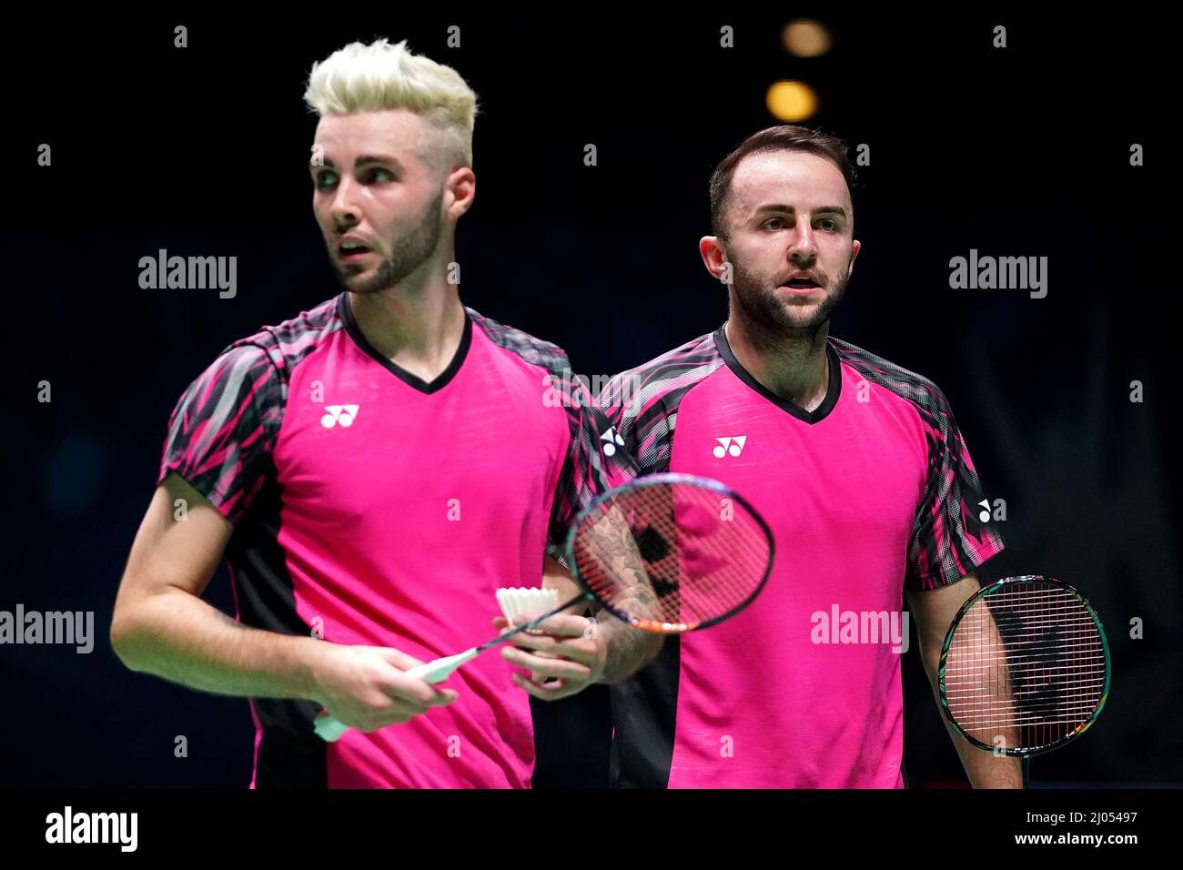 England's Ben Lane and Sean Vendy (left) in action against Malaysia's ...